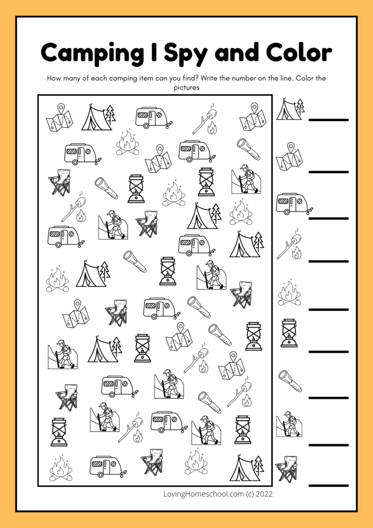 Camping I Spy Printables - LovingHomeschool.com