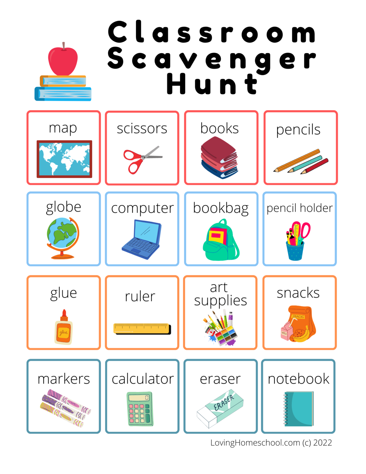 Classroom Scavenger Hunt - LovingHomeschool.com