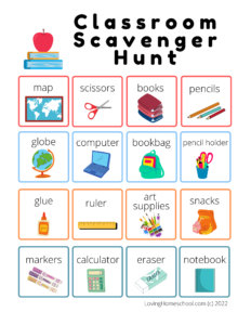 Classroom Scavenger Hunt - LovingHomeschool.com