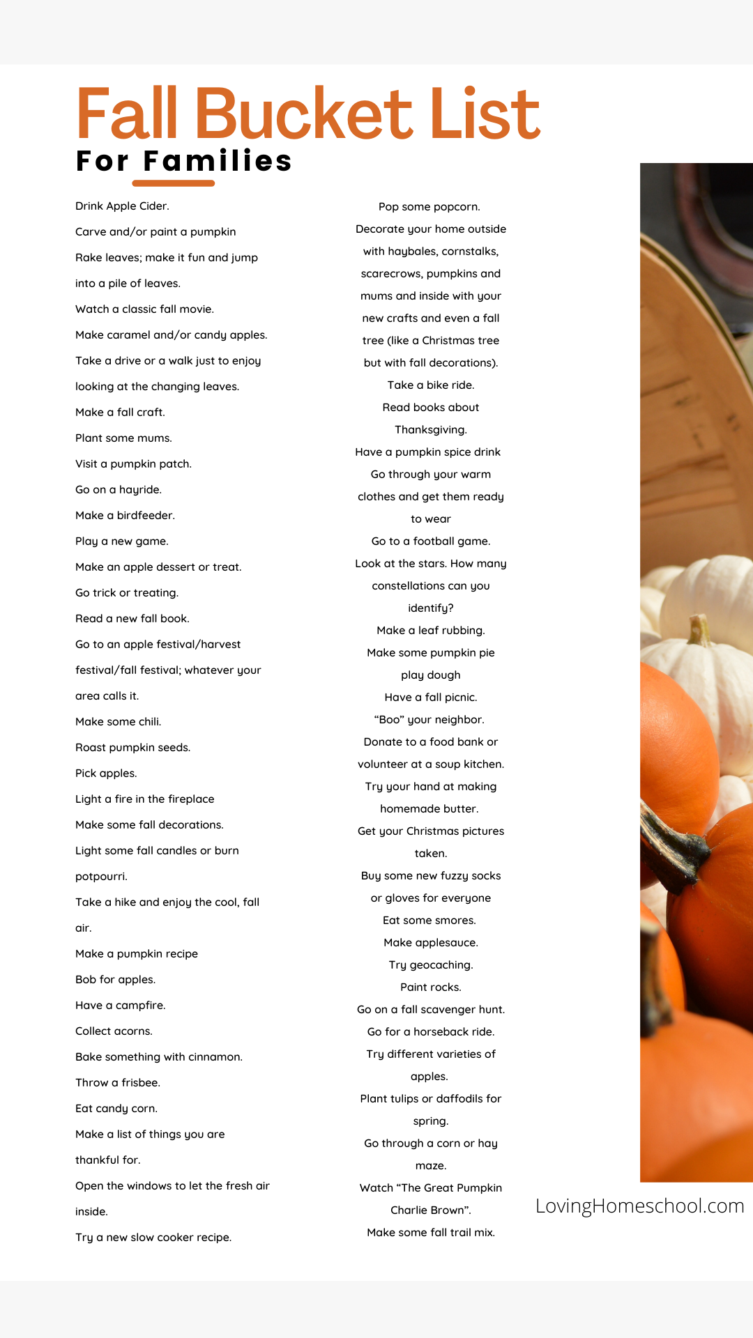 Fall Bucket List for Families - LovingHomeschool.com