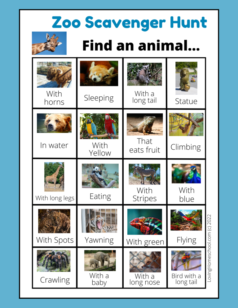 Zoo Scavenger Hunt - LovingHomeschool.com