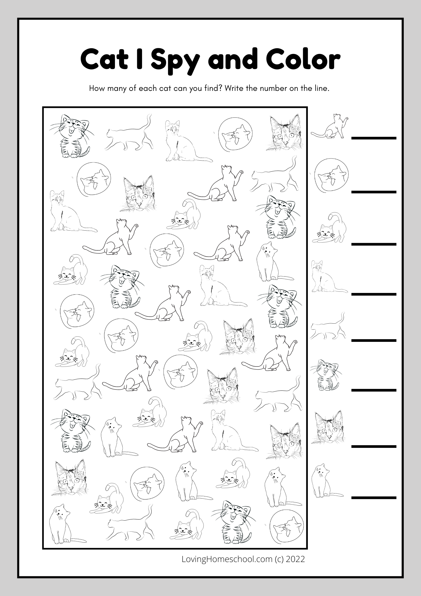 Cat I Spy Printables - LovingHomeschool.com