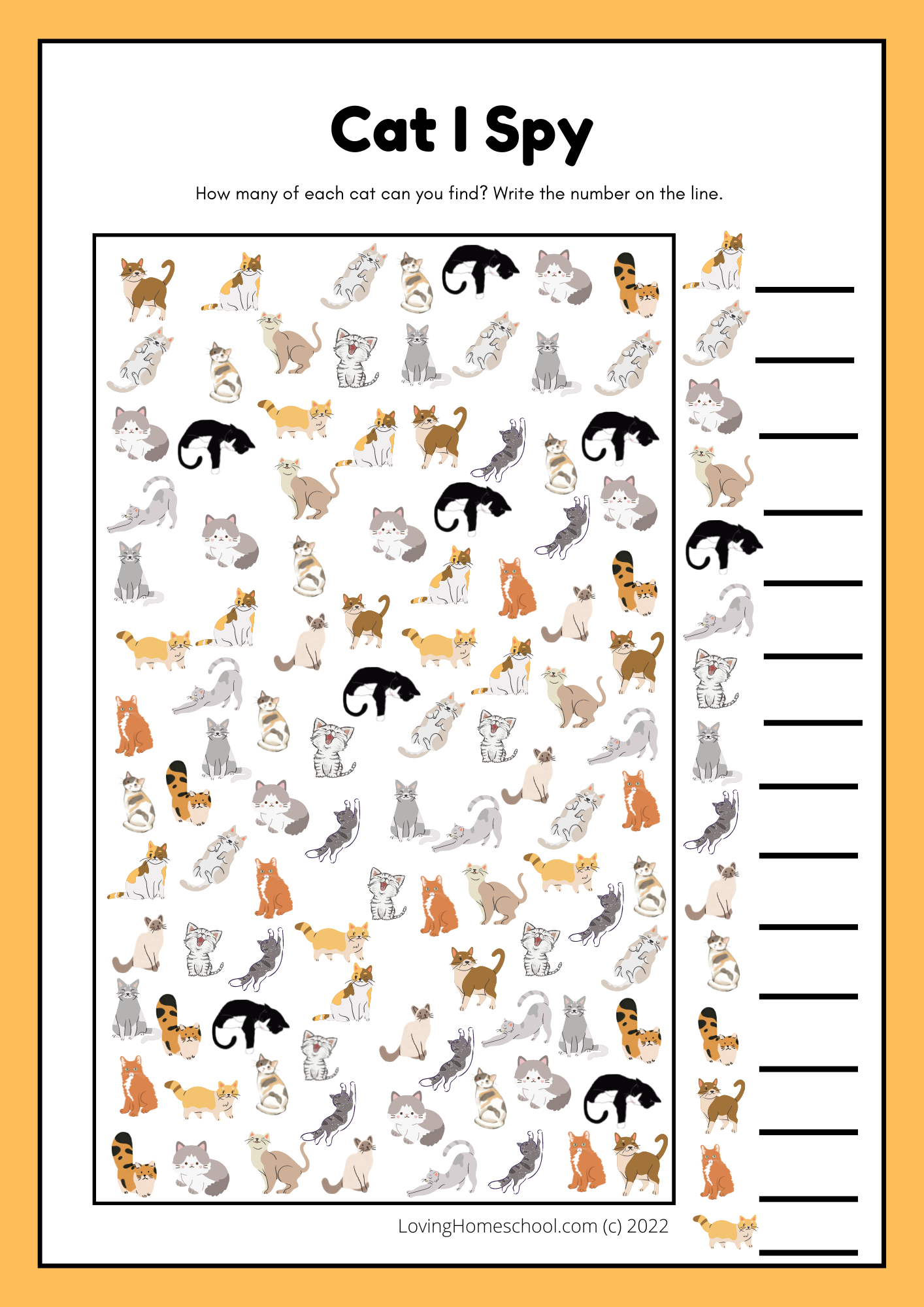 Cat I Spy Printables - LovingHomeschool.com
