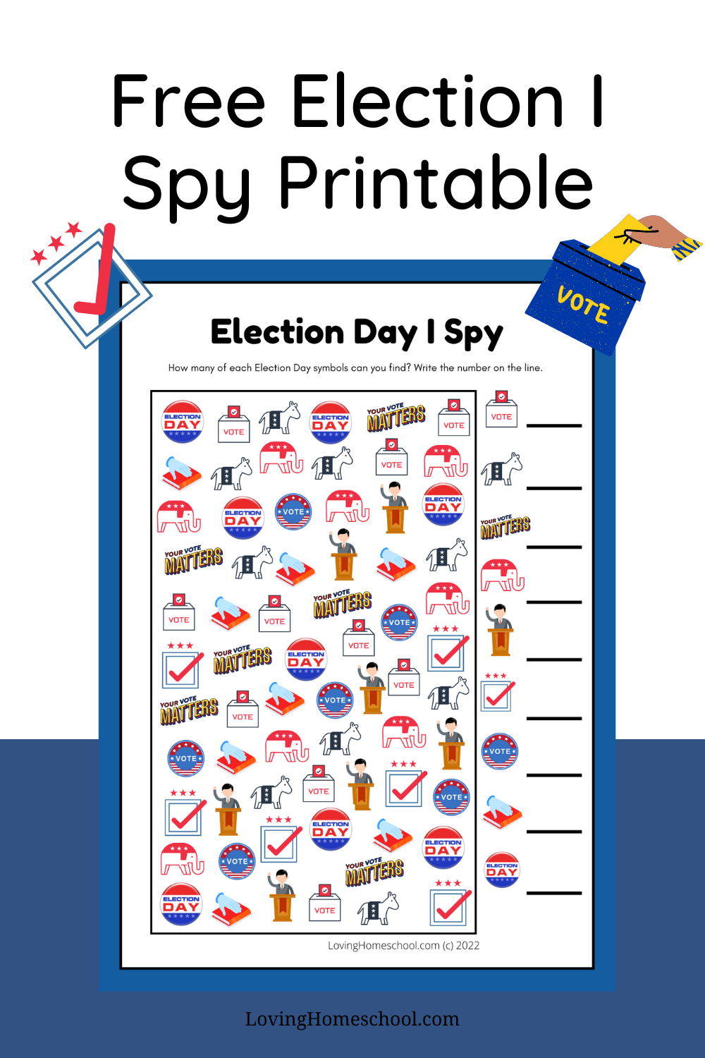 Election I Spy Printable - LovingHomeschool.com