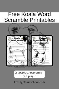 Koala Word Scramble Printables - LovingHomeschool.com