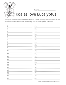 Koala Unit Study - LovingHomeschool.com