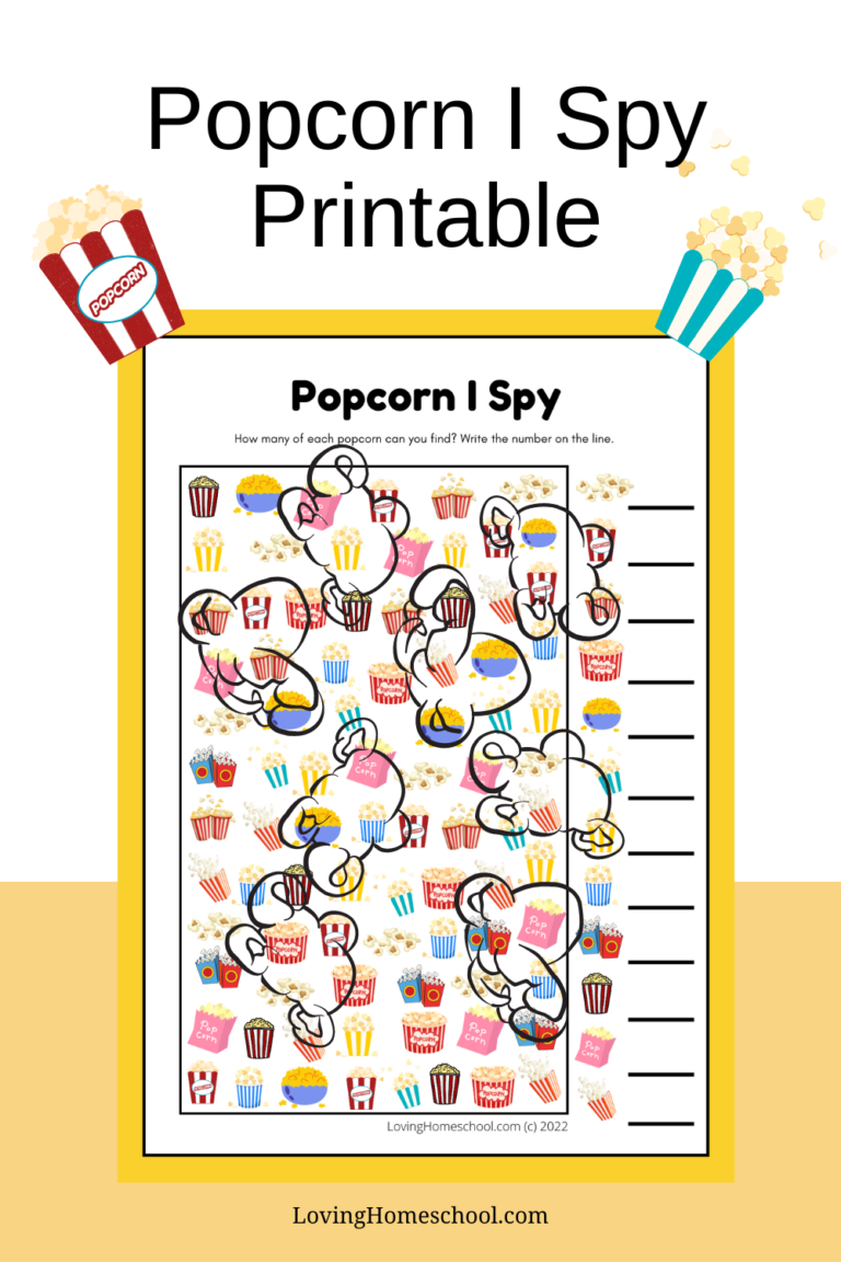 Popcorn I Spy Printable - LovingHomeschool.com