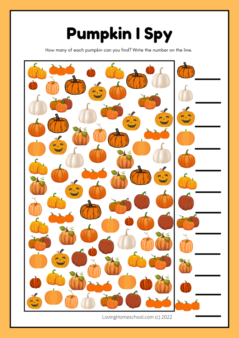 Pumpkin I Spy Printables - LovingHomeschool.com