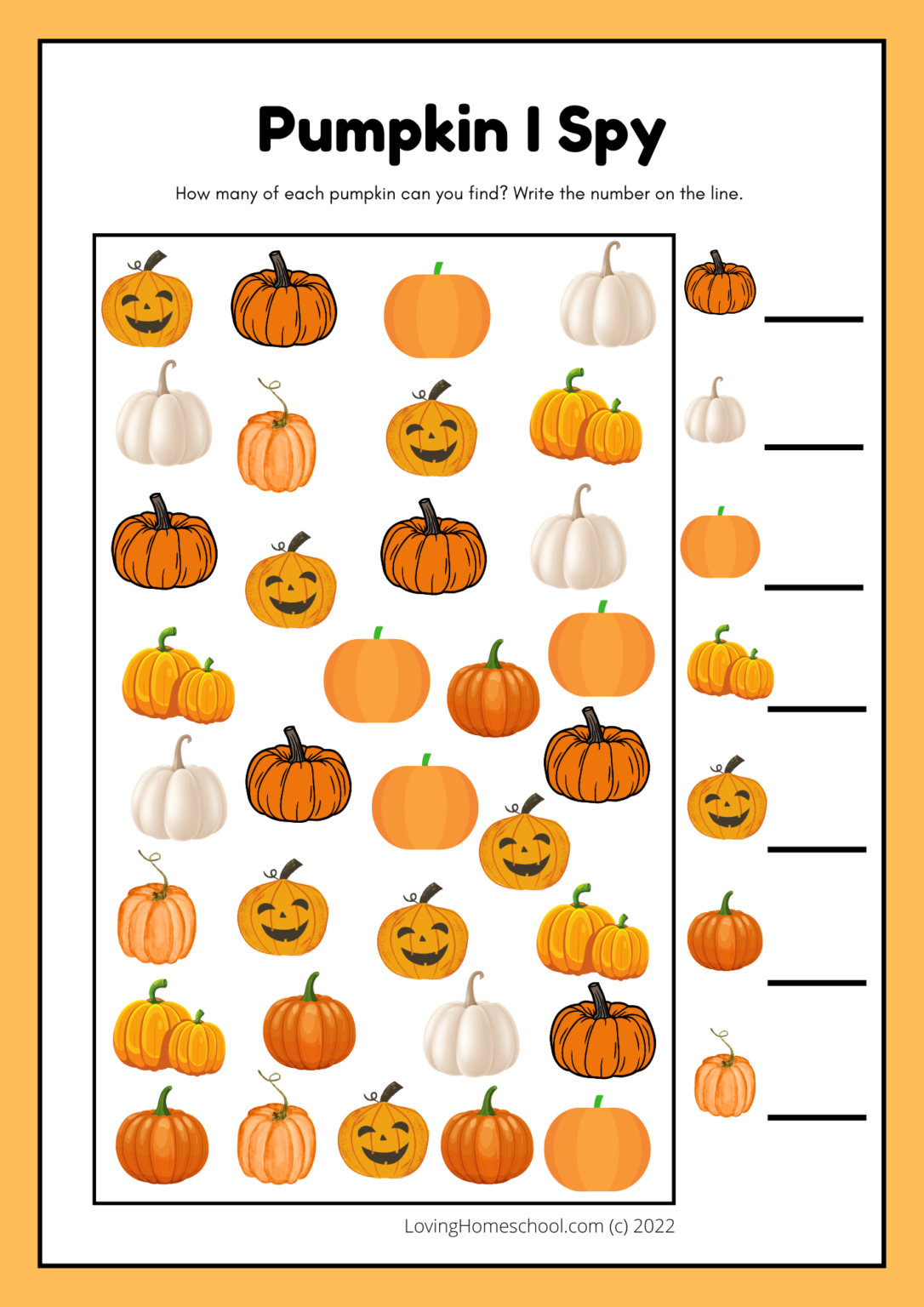 Pumpkin I Spy Printables - LovingHomeschool.com