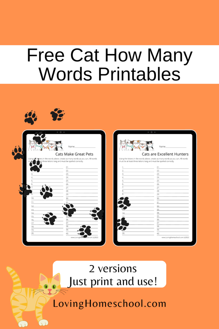 Cat How Many Words Printables - LovingHomeschool.com