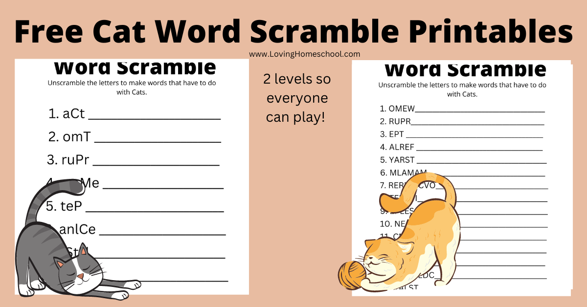 Cat Word Scramble Printables - LovingHomeschool.com