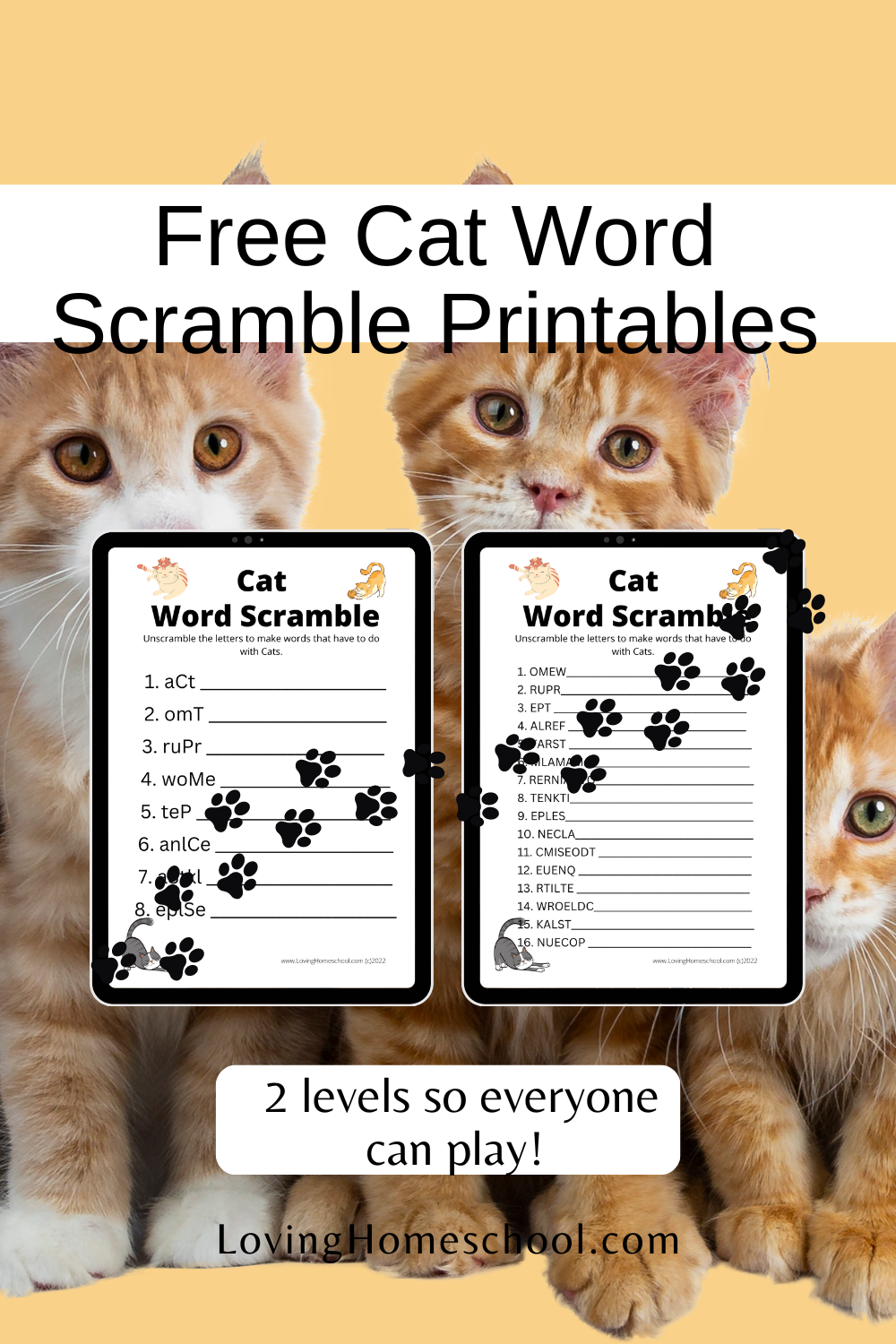 Cat Word Scramble Printables - LovingHomeschool.com
