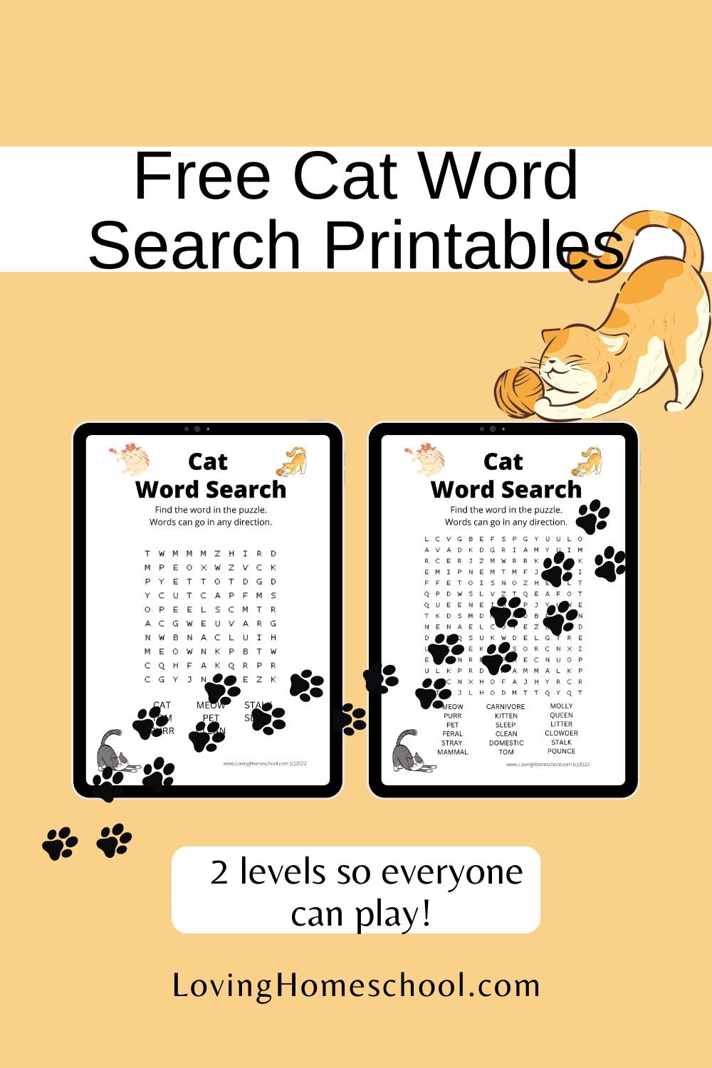 Cat Word Search Printables - LovingHomeschool.com