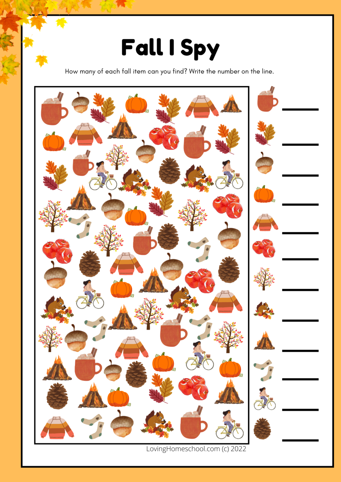 Fall I Spy Printables - LovingHomeschool.com