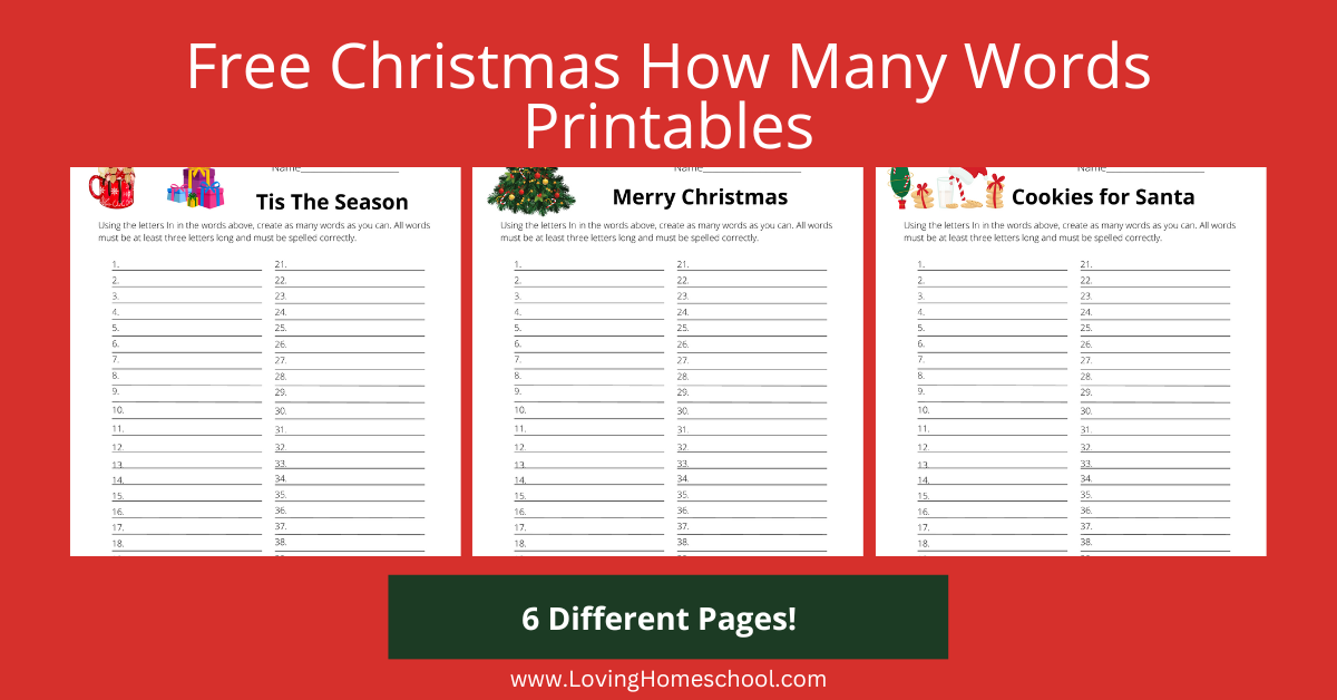 Free Christmas How Many Words Printables - LovingHomeschool.com