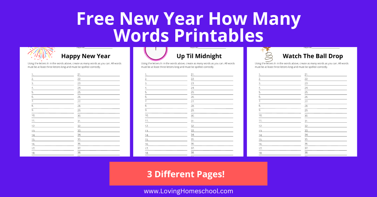 Free New Year How Many Words Printables - LovingHomeschool.com
