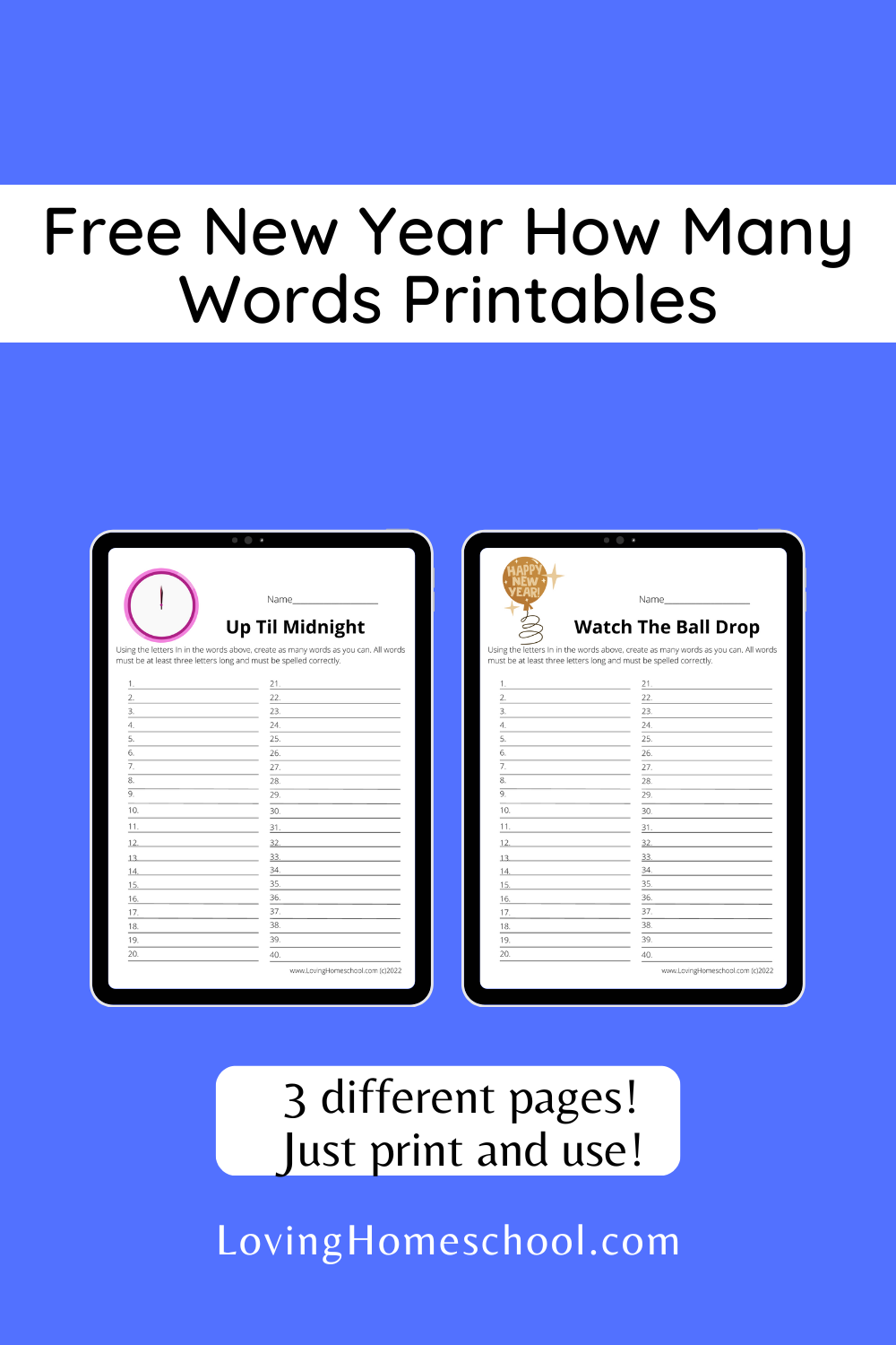Free New Year How Many Words Printables - LovingHomeschool.com