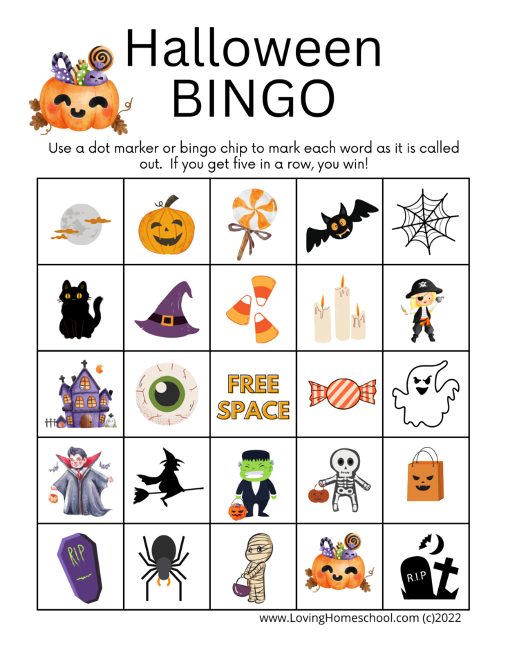 Halloween BINGO Printables - LovingHomeschool.com