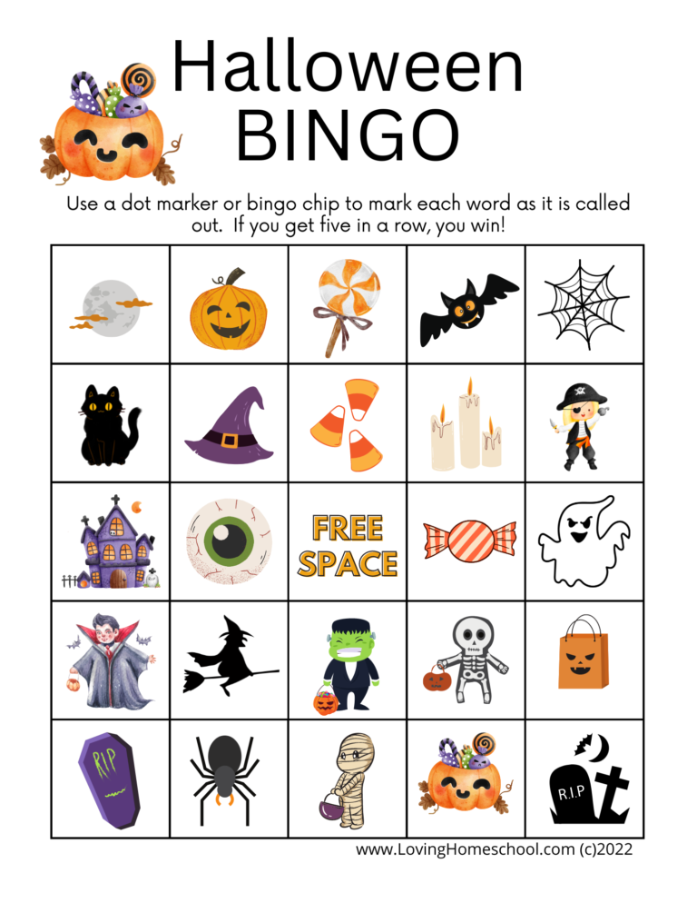 Halloween BINGO Printables - LovingHomeschool.com