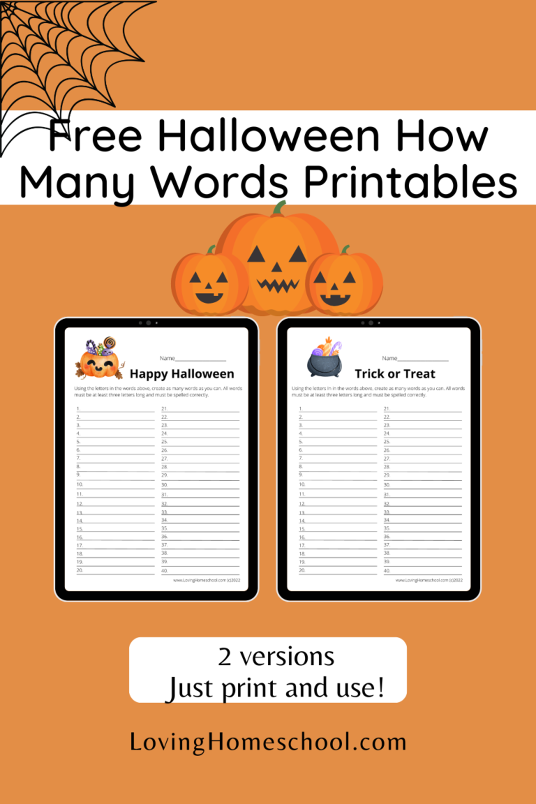 Halloween How Many Words Printables - LovingHomeschool.com