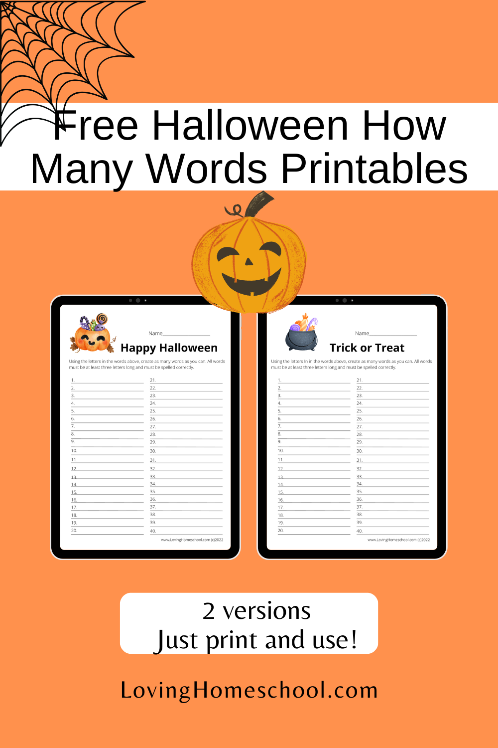 Halloween How Many Words Printables - LovingHomeschool.com
