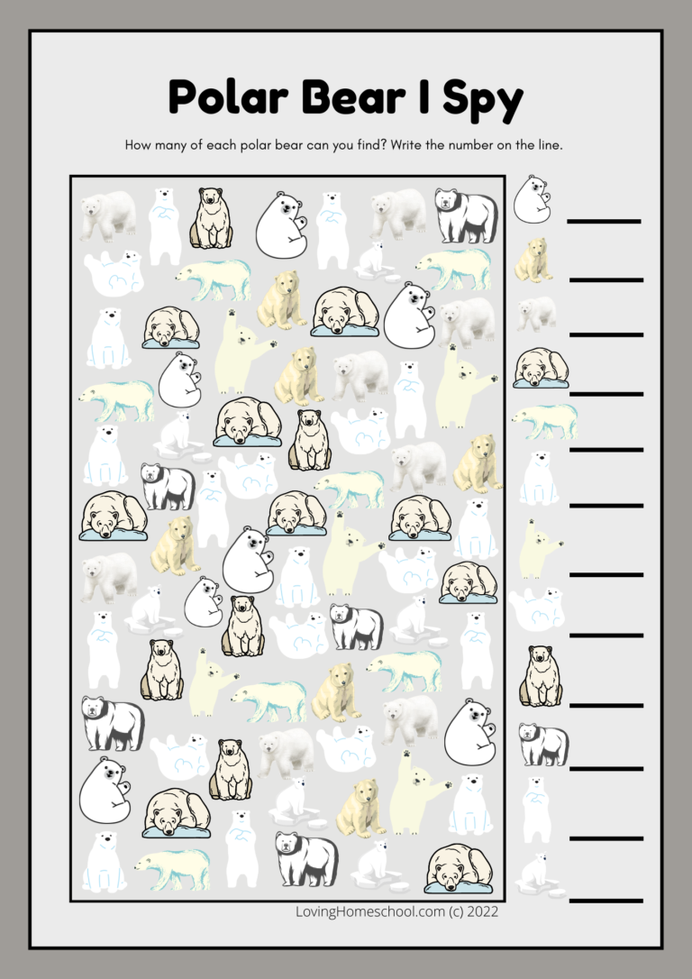 Polar Bear I Spy Printables - LovingHomeschool.com
