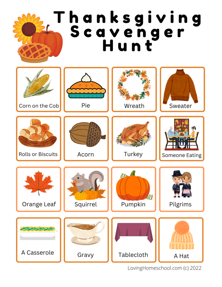 Thanksgiving Scavenger Hunt - LovingHomeschool.com