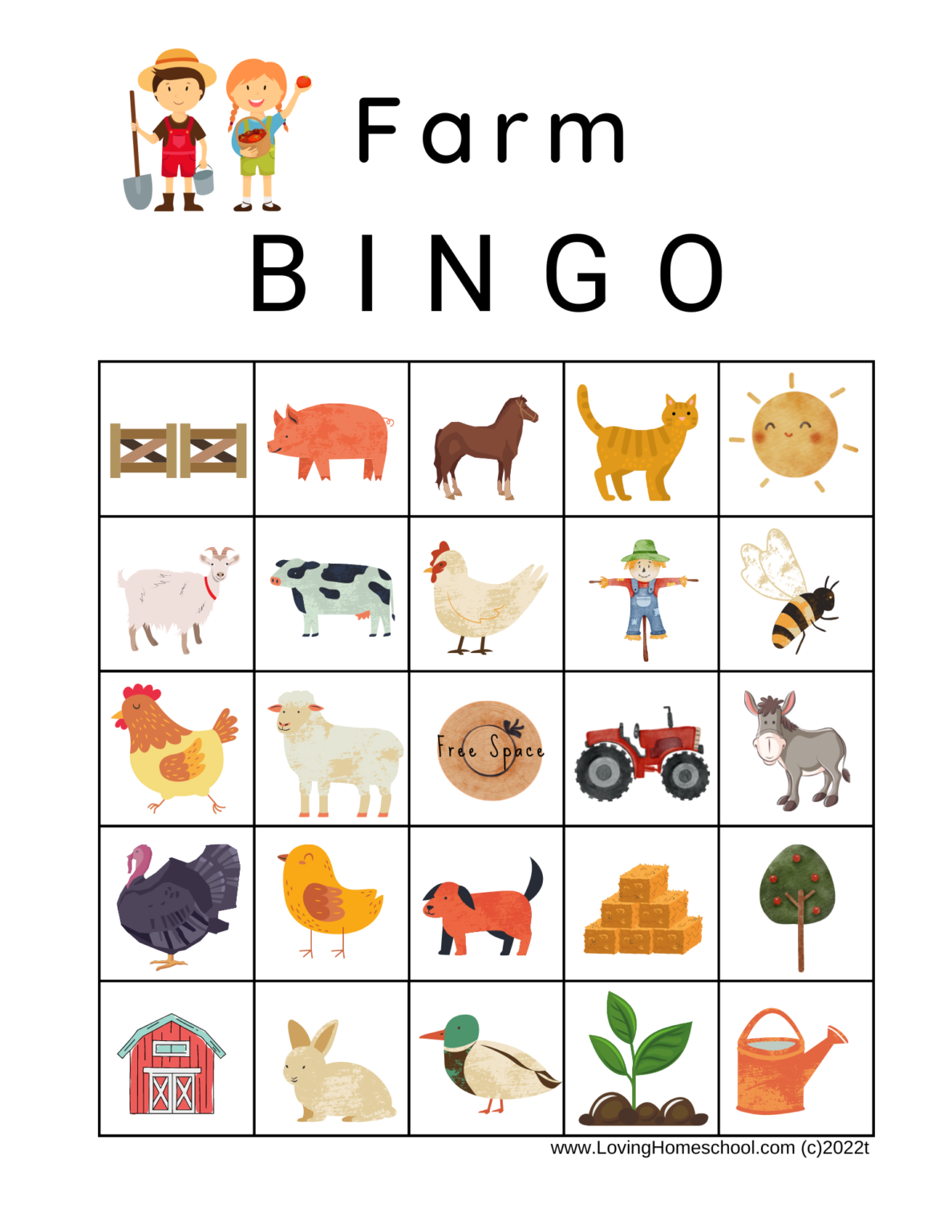 Free Farm BINGO Printables - LovingHomeschool.com
