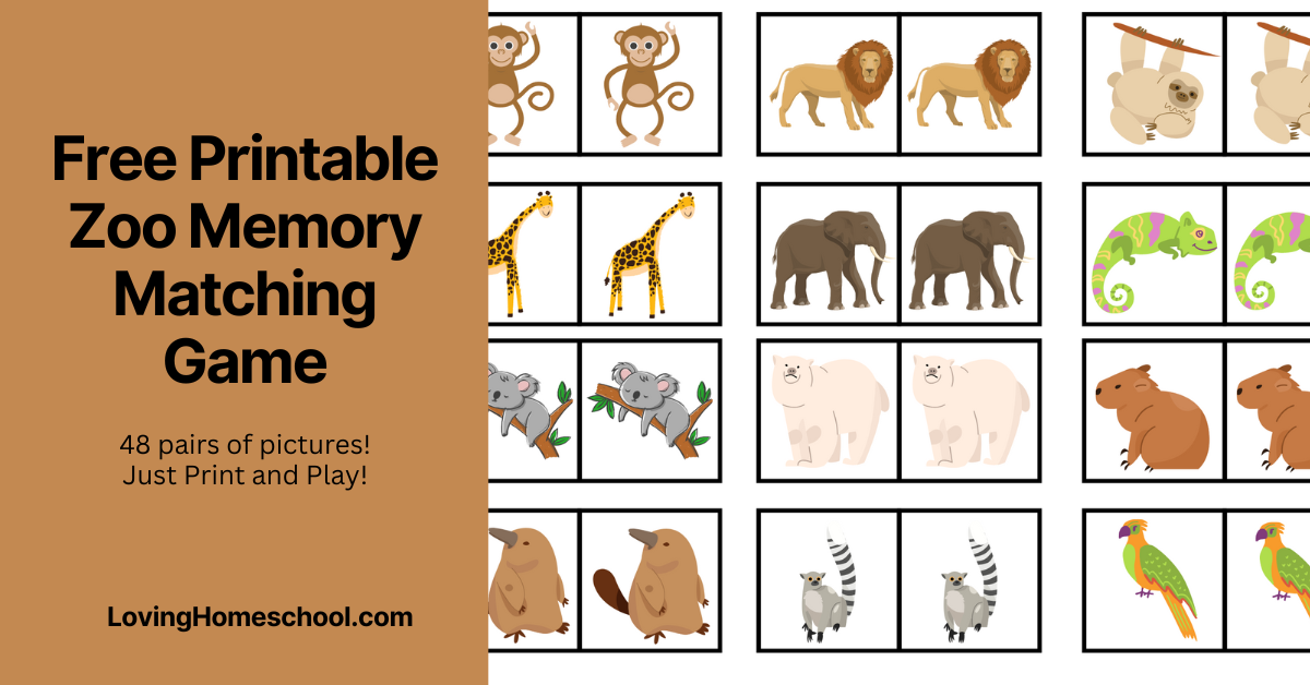 Free Printable Zoo Memory Matching Game - LovingHomeschool.com