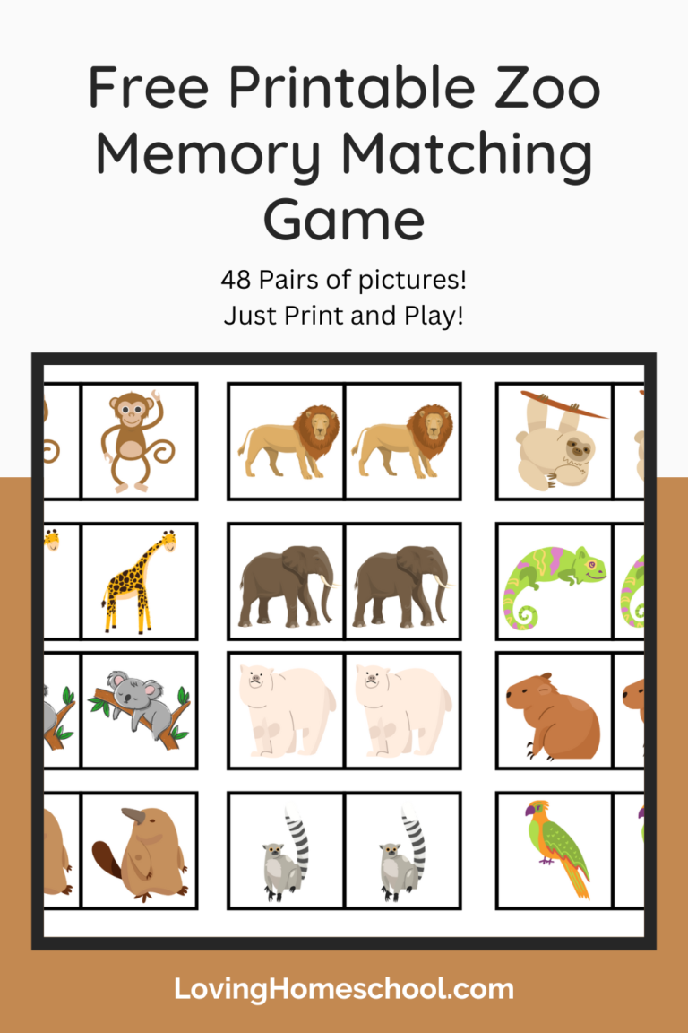 Free Printable Zoo Memory Matching Game - LovingHomeschool.com