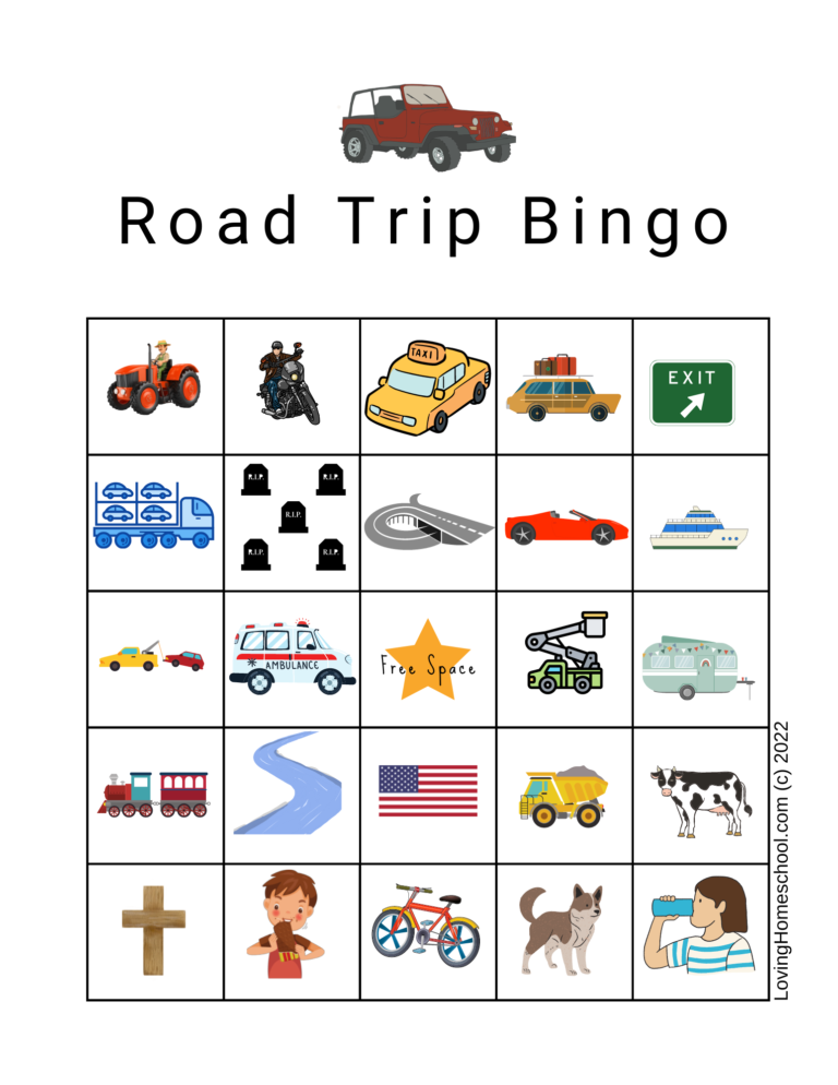 Free Road Trip BINGO Printables - LovingHomeschool.com