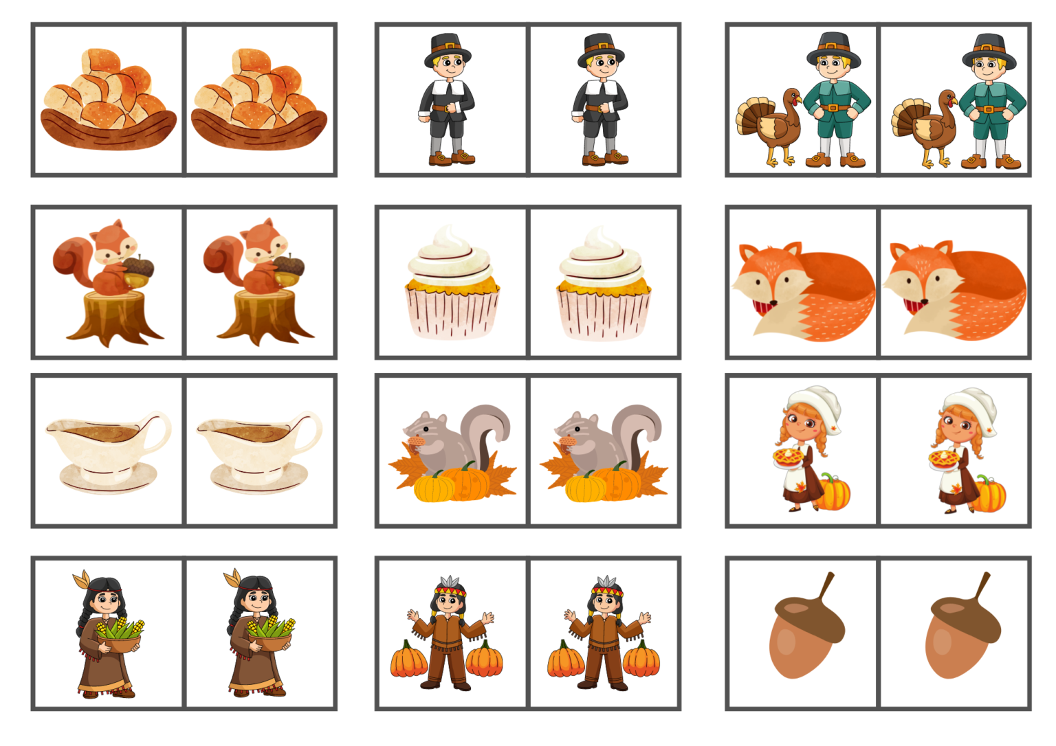 Free Printable Thanksgiving Memory Matching Game - LovingHomeschool.com