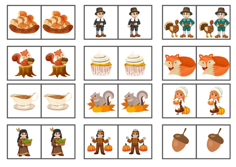 Free Printable Thanksgiving Memory Matching Game - LovingHomeschool.com