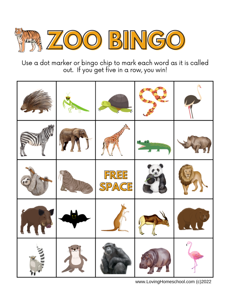Free Zoo BINGO Printables - LovingHomeschool.com
