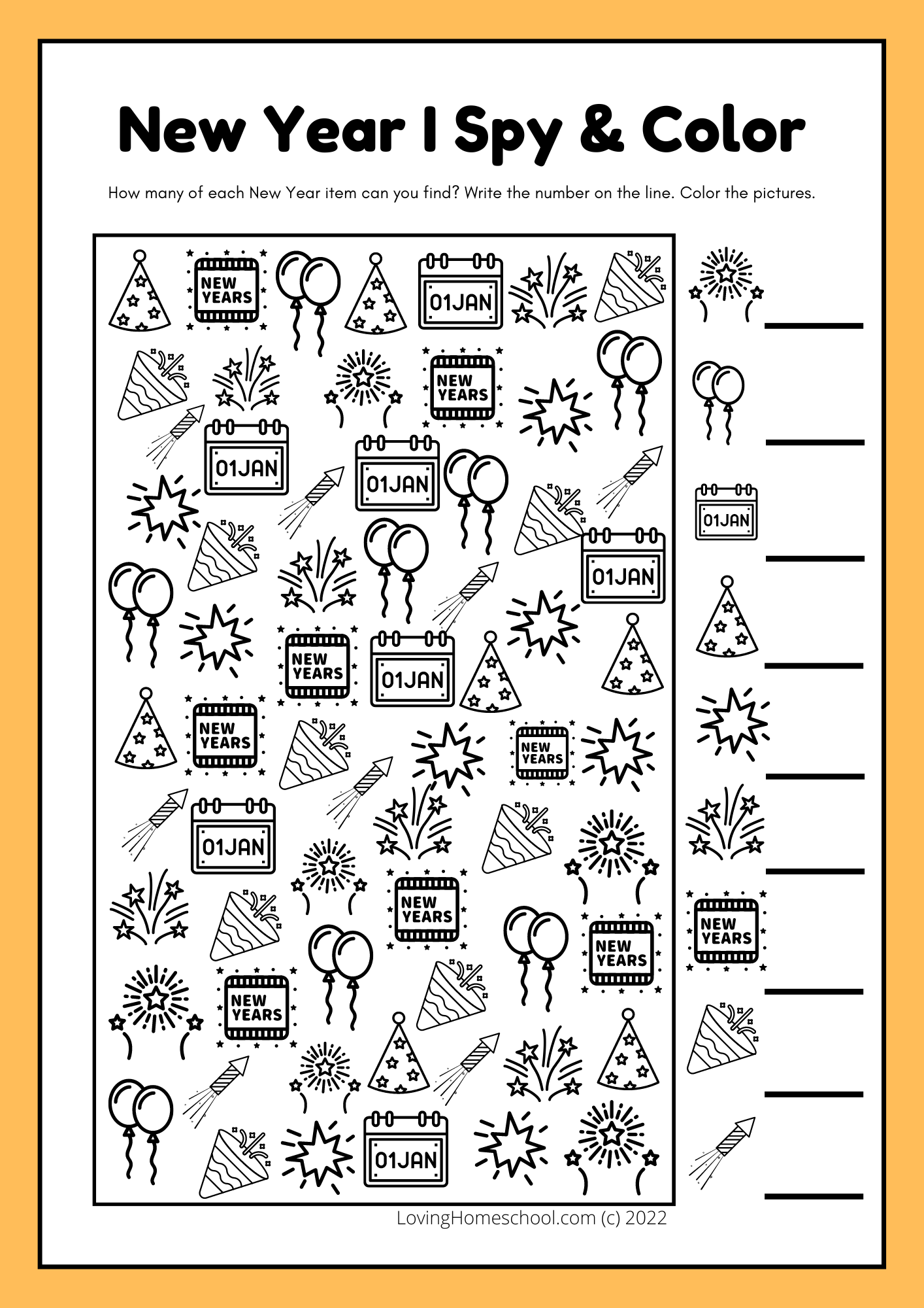 New Year I Spy Printables - LovingHomeschool.com