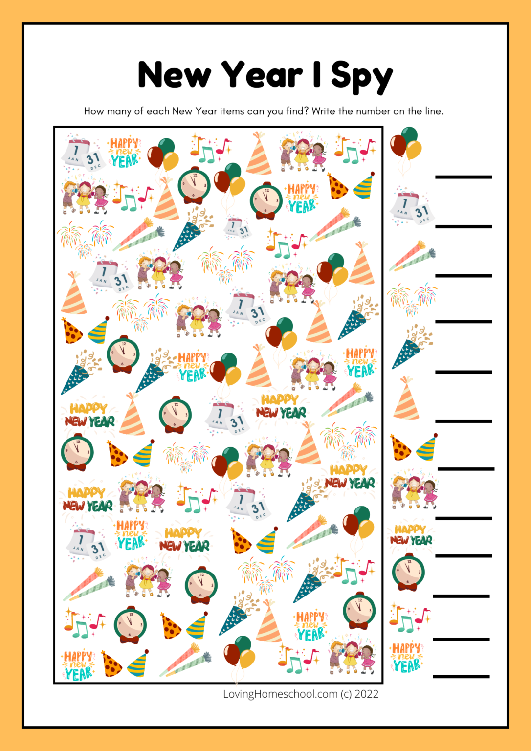 New Year I Spy Printables - LovingHomeschool.com