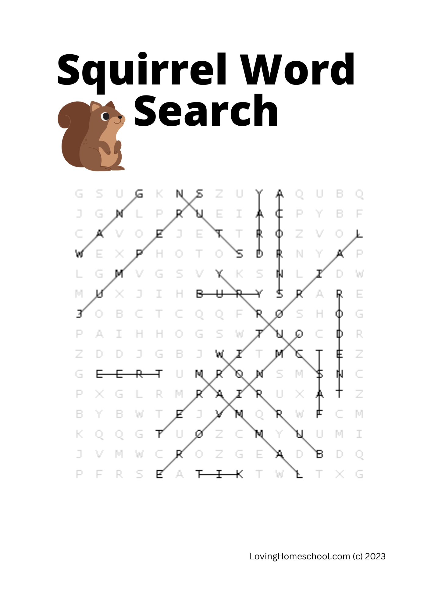 Squirrel Word Search Printables - LovingHomeschool.com