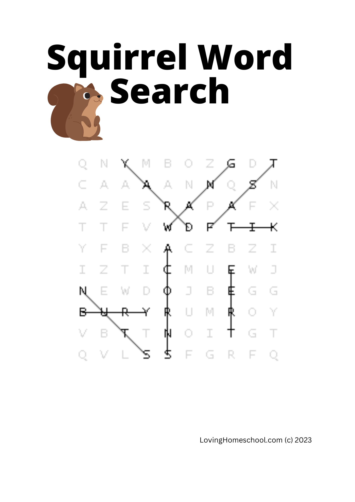 Squirrel Word Search Printables - LovingHomeschool.com