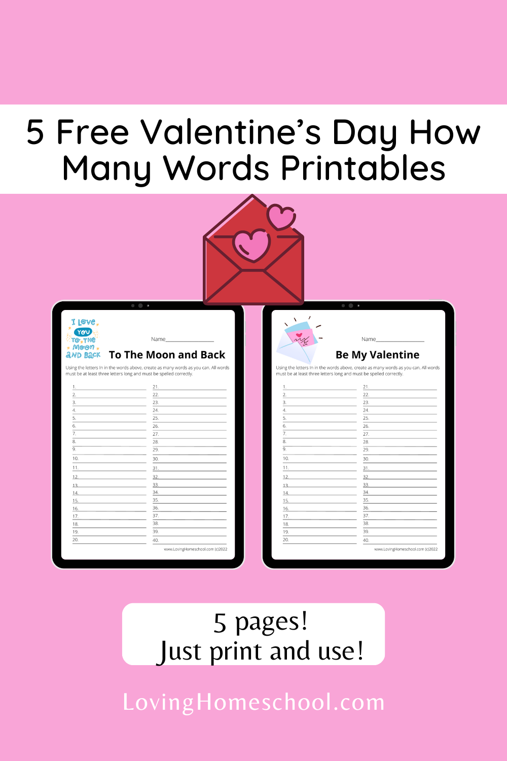 Free Valentine’s Day How Many Words Printables - LovingHomeschool.com