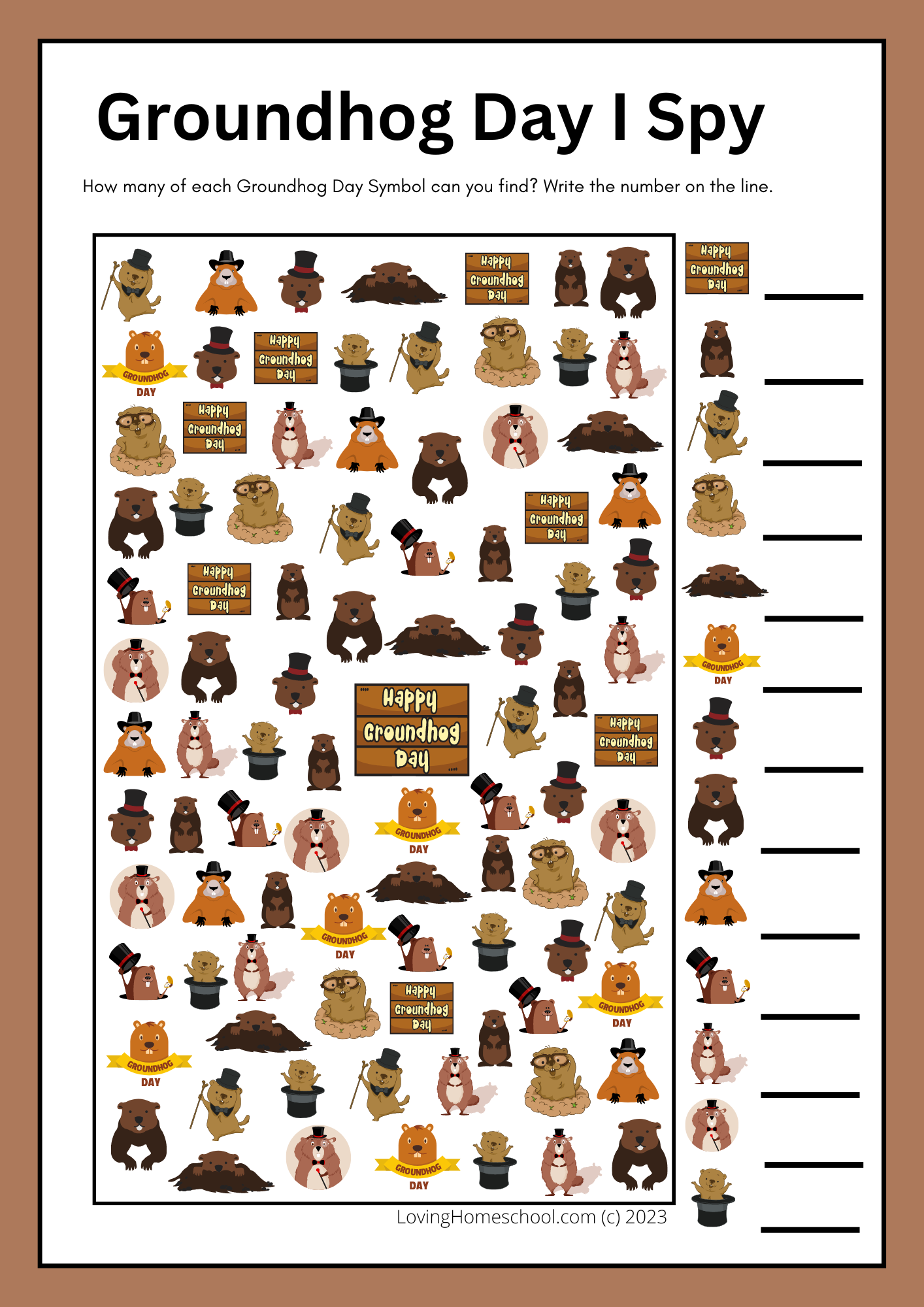 Groundhog Day I Spy Printables - LovingHomeschool.com