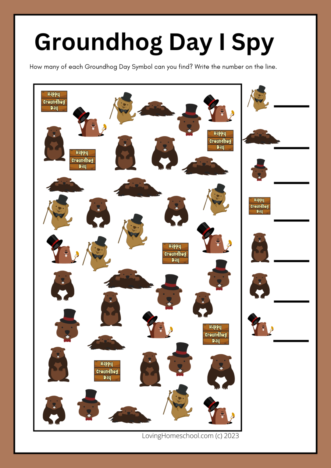 Groundhog Day I Spy Printables - LovingHomeschool.com