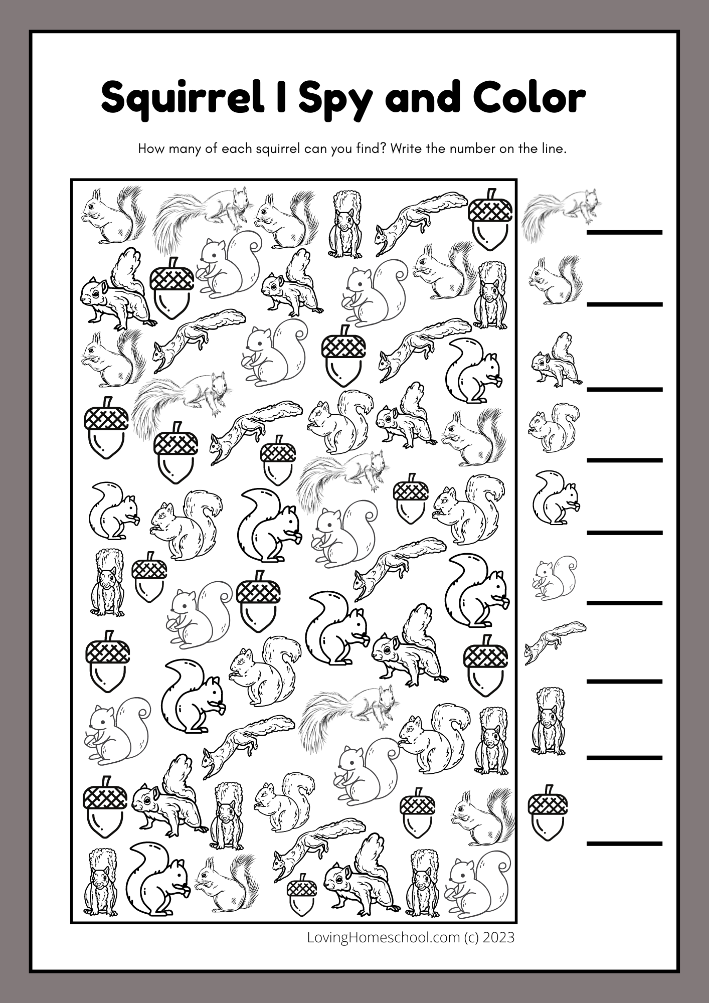 Squirrel I Spy Printables - LovingHomeschool.com