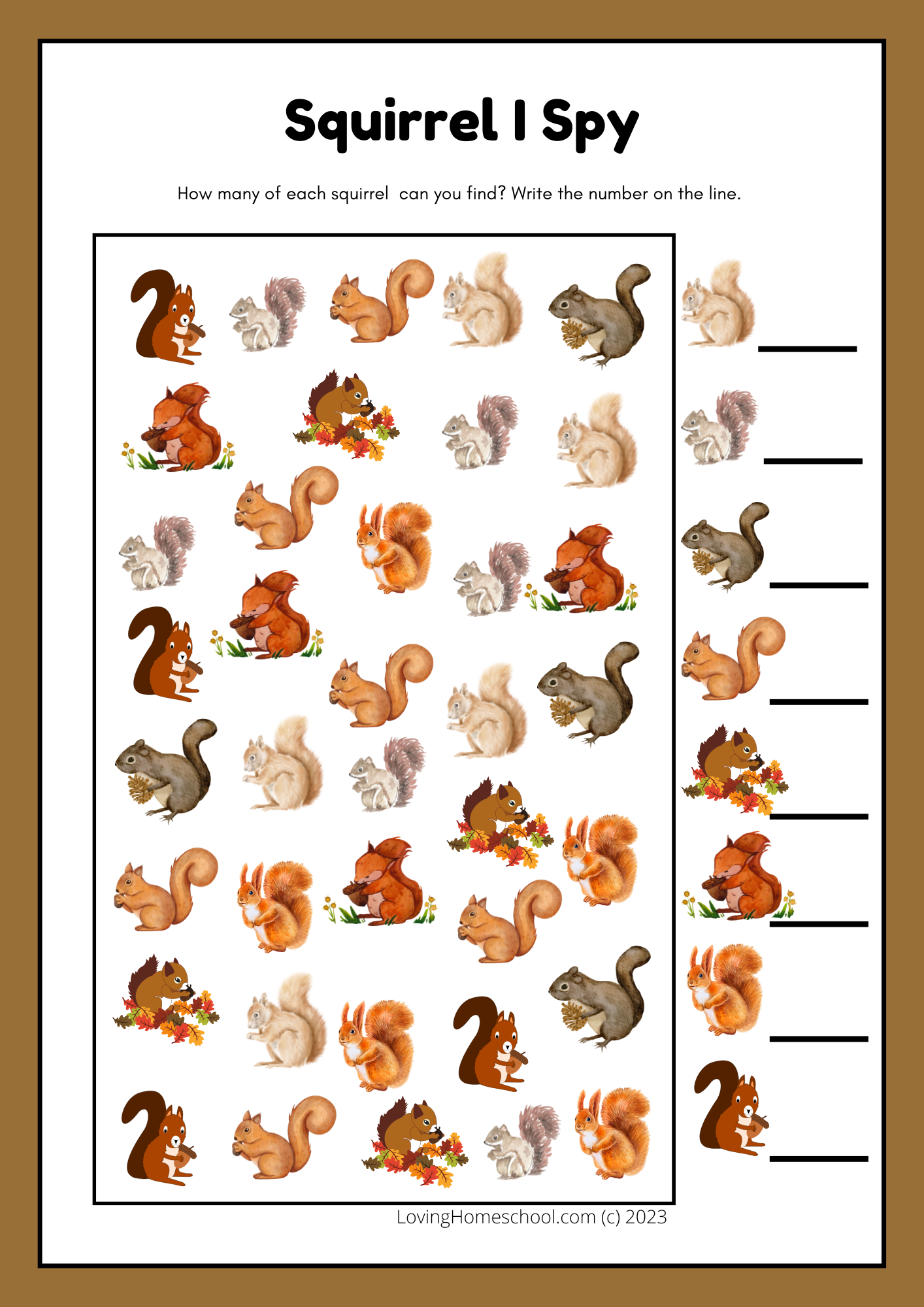 Squirrel I Spy Printables - LovingHomeschool.com
