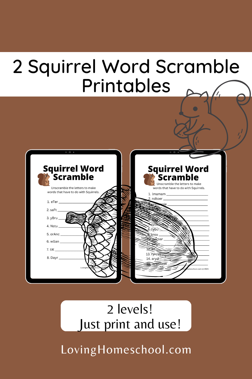 Squirrel Word Scramble Printables - LovingHomeschool.com