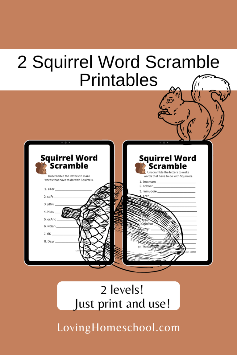 Squirrel Word Scramble Printables - LovingHomeschool.com