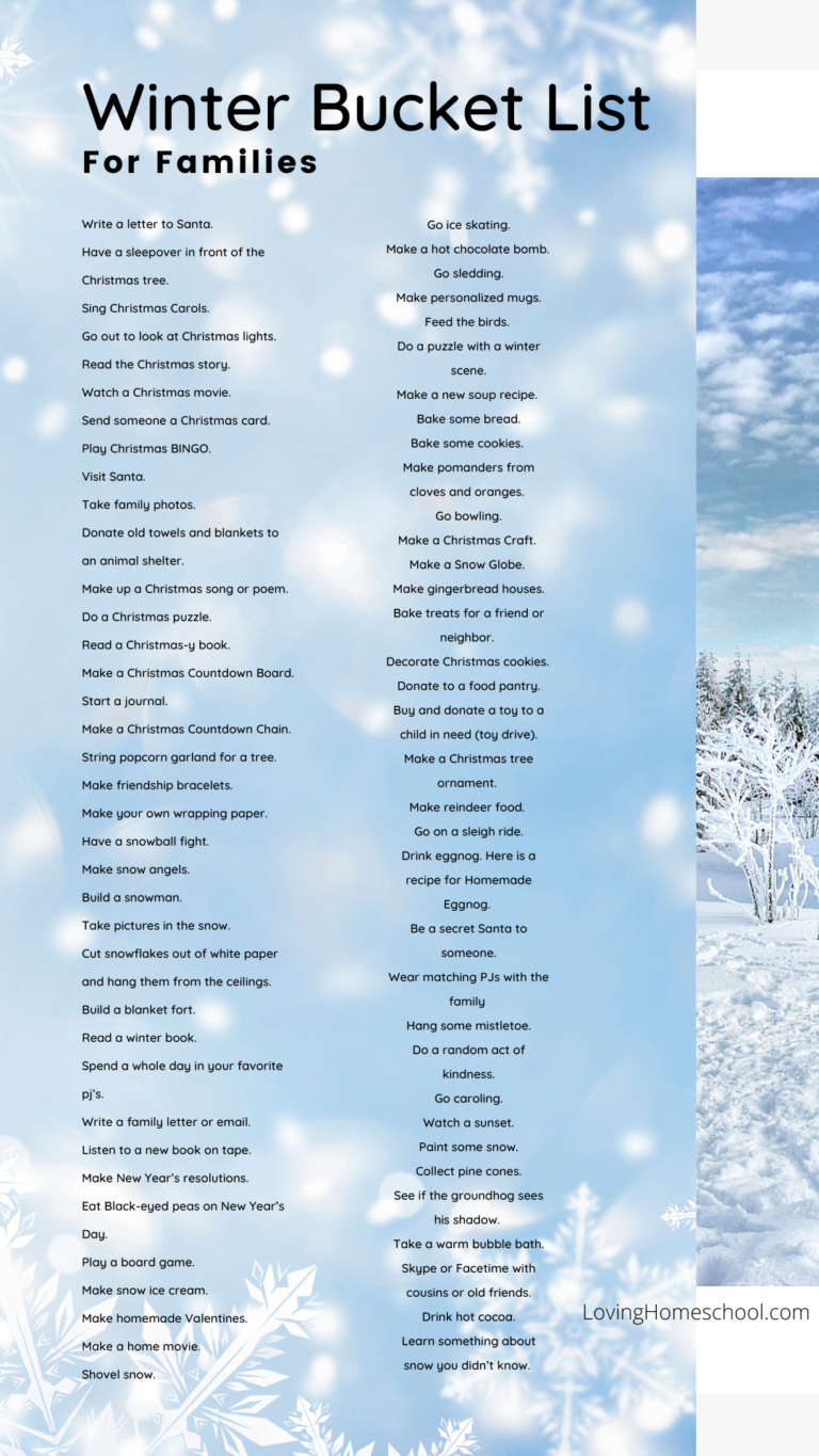 Winter Bucket List for Families - LovingHomeschool.com