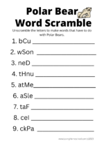 Polar Bear Word Scramble Printables - LovingHomeschool.com