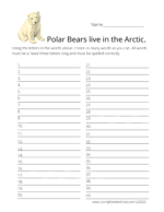Free Polar Bear How Many Words Printables - LovingHomeschool.com