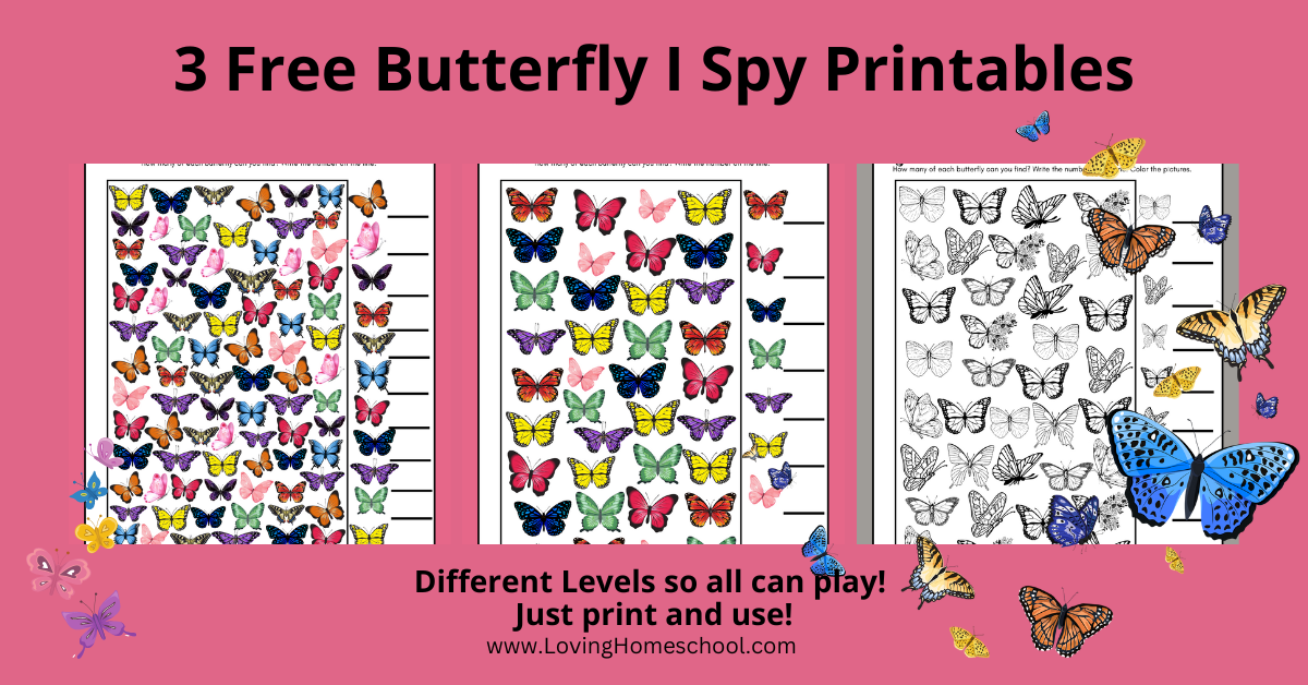 Butterfly I Spy Printables - LovingHomeschool.com