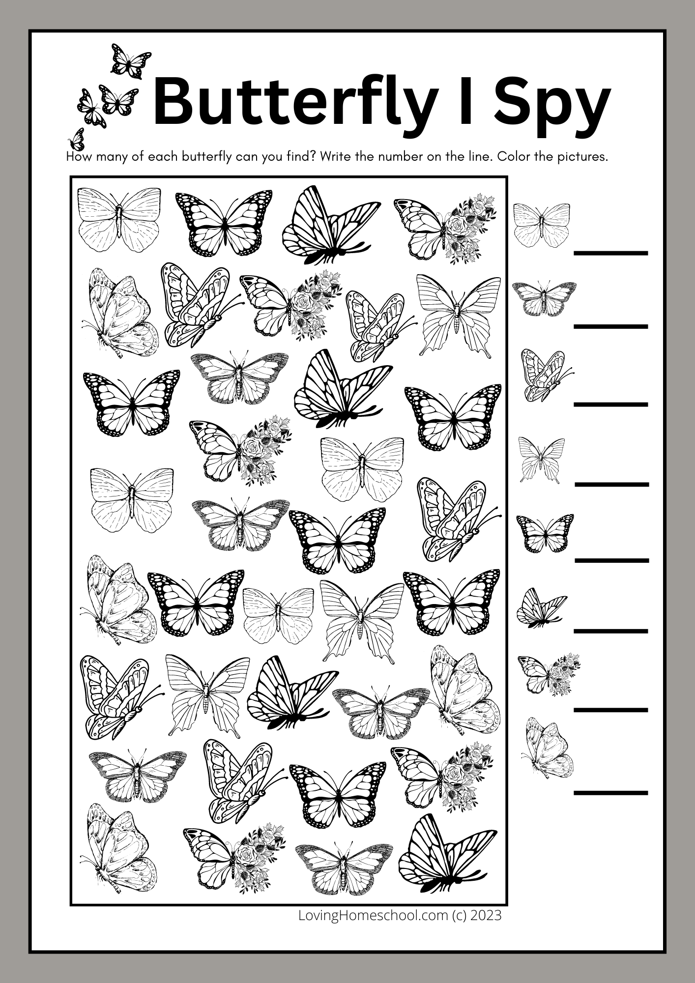 Butterfly I Spy Printables - LovingHomeschool.com